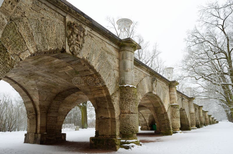 Colorful Bridge Across the Ravine. Stock Image - Image of arch, winter ...