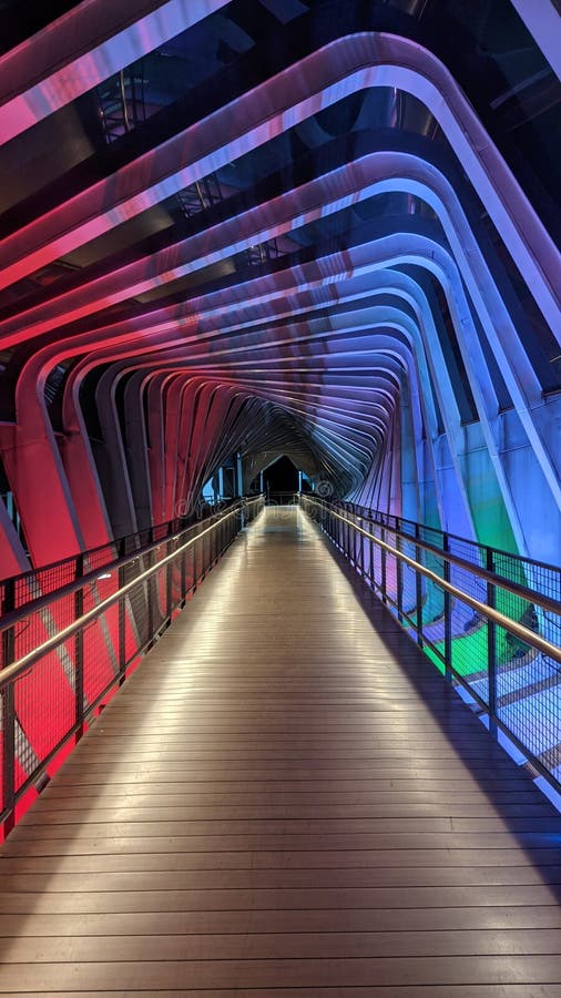 Colorful Bridge Crossing People Stock Image - Image of light ...