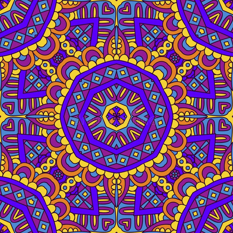 Abstract Festive Colorful Mandala Vector Ethnic Tribal Pattern Stock ...