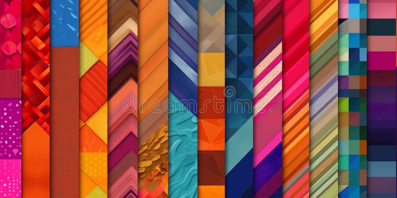 Colorful Bright Background, Collage of Different Fabric Patterns Stock ...