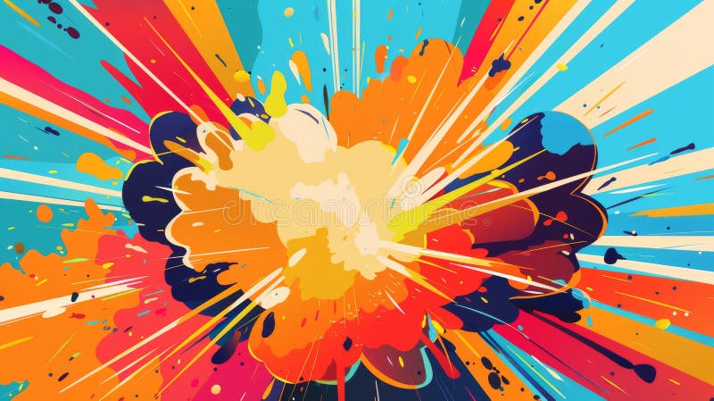 Colorful Bright Cartoon Explosion Background. Generative AI. Stock ...