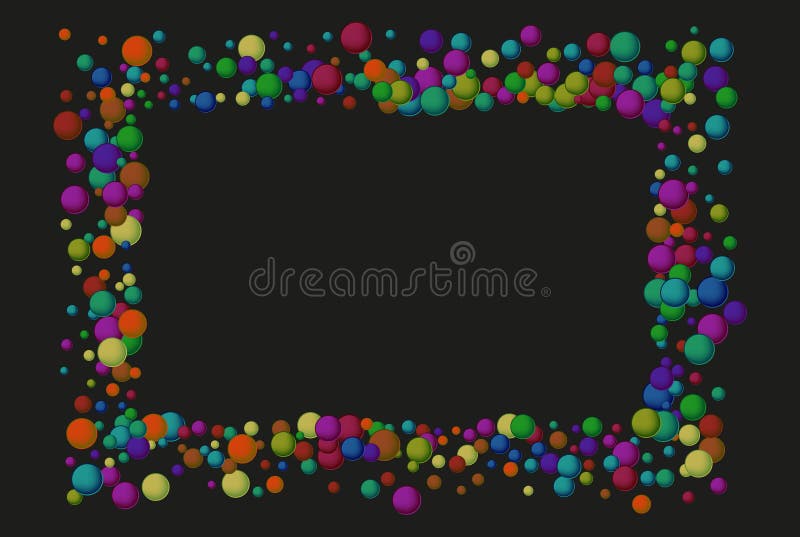 Bright Rainbow Round Frame on Black Background, Design Element Stock ...