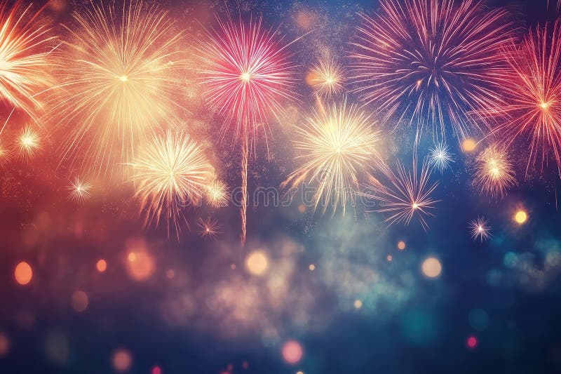 Colorful and Bright Fireworks Burst Against a Deep Night Sky with ...