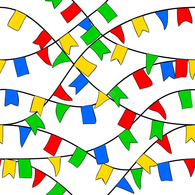 Colorful Bright Flags Garlands - Seamless Pattern Stock Illustration ...