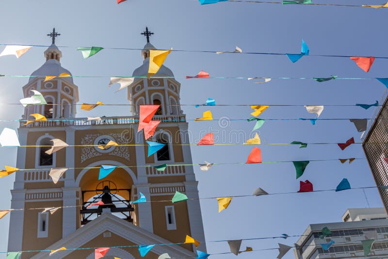 Colorful Bright Flags on the Threads Stock Image - Image of city, small ...
