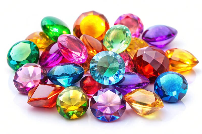 Colorful Bright Gems Isolated on White Background Stock Illustration ...