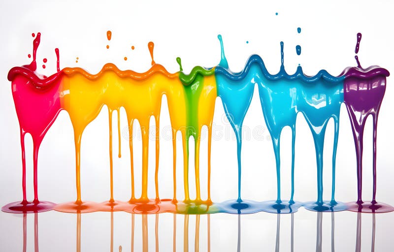 Colorful Bright Paint Splash and Drip on Light Background for Card ...