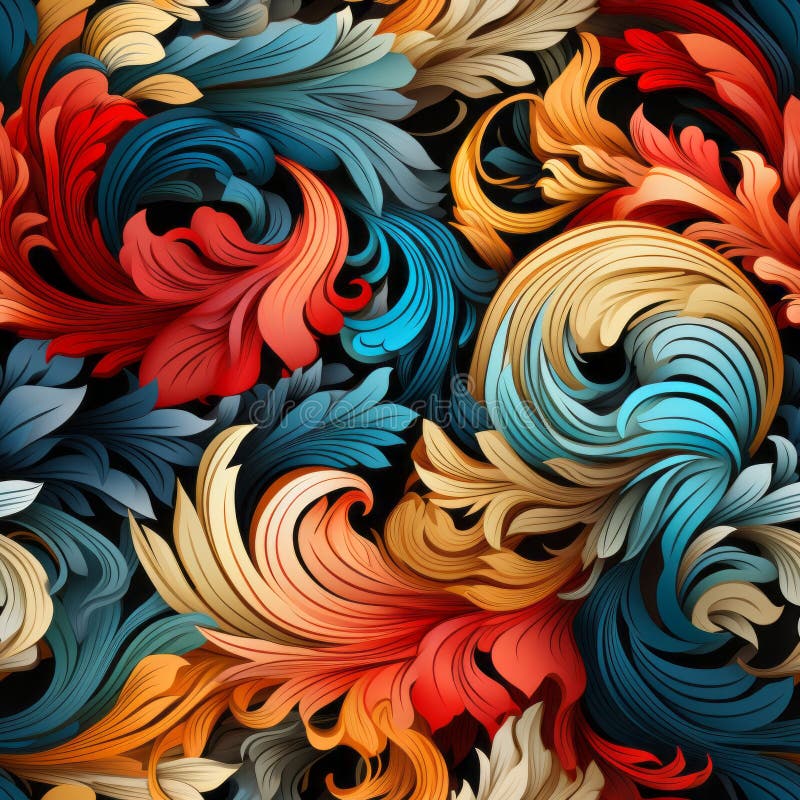 Colorful Bright Paisley Paint Seamless Pattern, Created with Generative ...