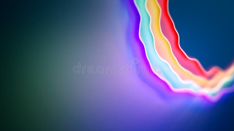 Colorful Bright Rainbow Displaced Curved Objects on Blue Backdrop ...