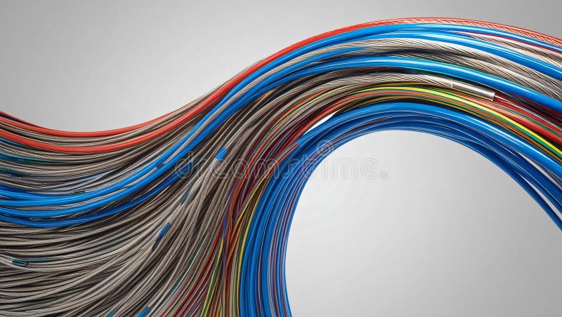 Colorful Broadband Cables Creating Wave Effect, Symbolizing Digital ...