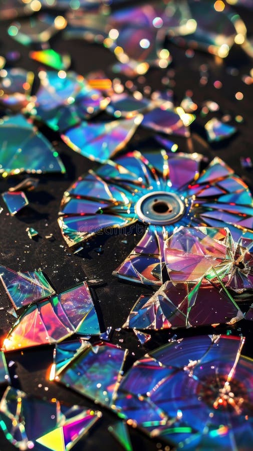 Colorful Broken CD Pieces Reflecting Light Stock Image - Image of ...