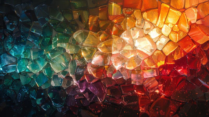 Colorful Broken Glass Pieces with Light Reflections Stock Photo - Image ...