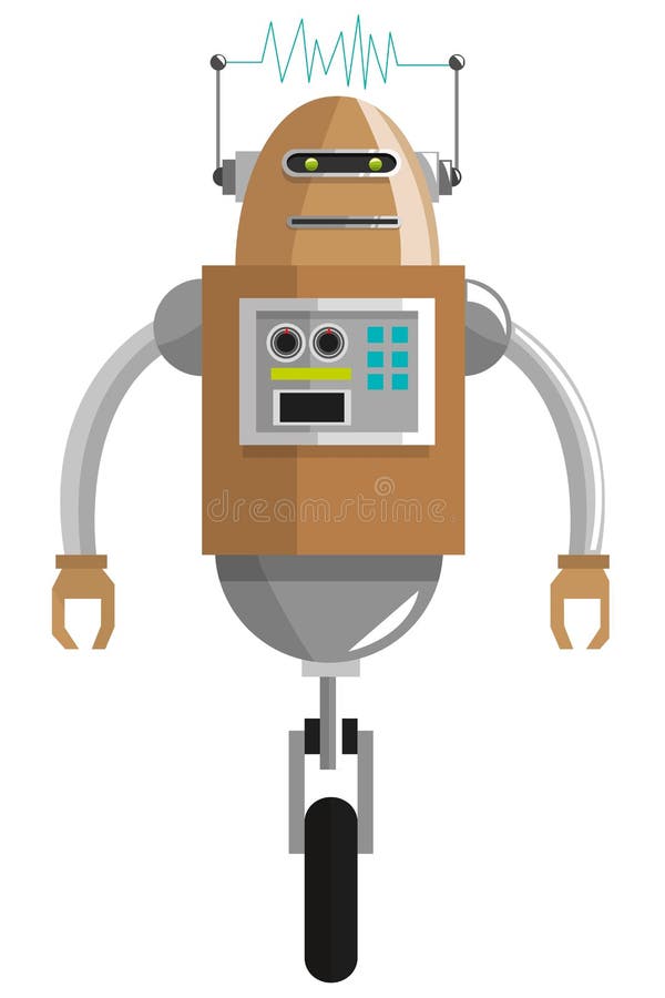 Cute robot on one wheel stock illustration. Illustration of machine ...