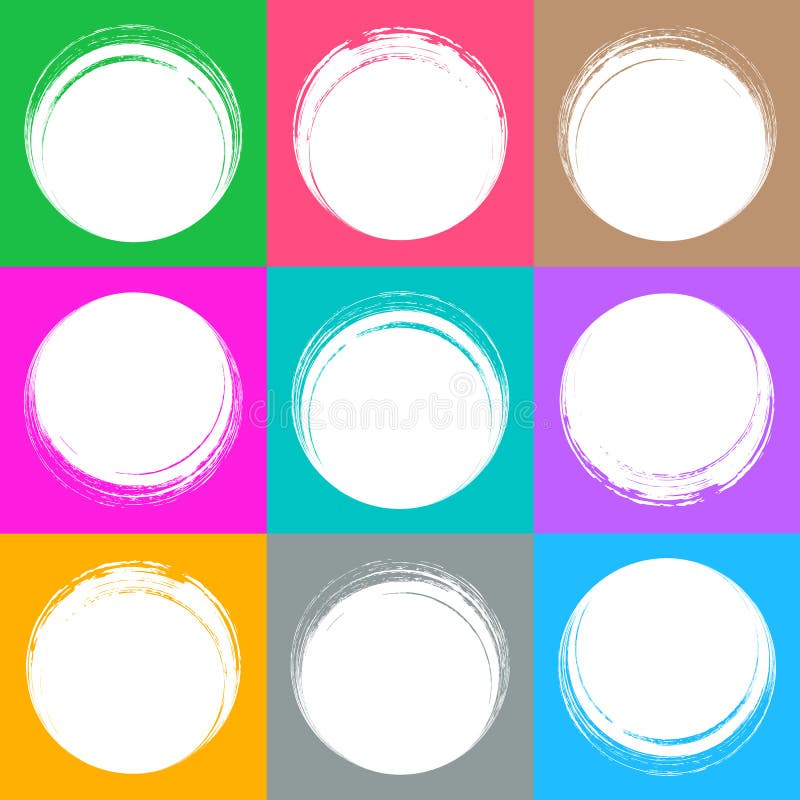 Colorful Brush Strokes Circle Buttons Stock Vector - Illustration of ...
