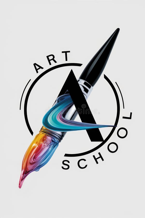 Colorful Brushstroke Emblem for Art School Graphic Design Stock ...