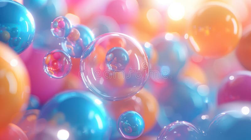 Colorful Bubble Abstract Animation - 3D Render Loop Stock Illustration ...