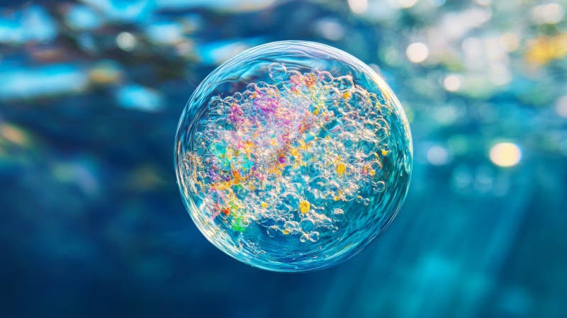 Colorful Bubble in Aqua Water Closeup Macro Shot Stock Illustration - Illustration of particles ...