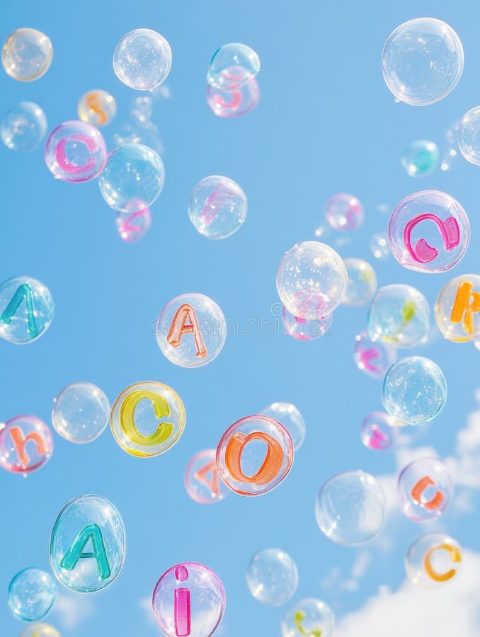 Colorful Bubble Letters Floating in a Clear Sky Create a Playful ...