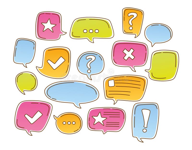 Colorful Bubble Speech Set. Dialogue Templates with Different Colors ...