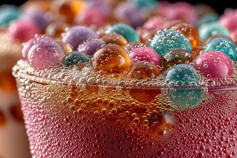 Colorful Bubble Tea with Soda and Tapioca Pearls Stock Image - Image of ...
