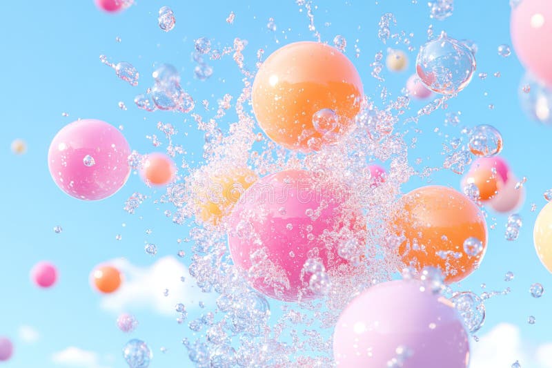 Colorful Bubbles Abstract Animation - 3D Render Looping in Vertical ...