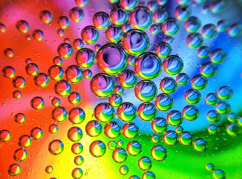 Colorful Bubbles Abstract Background, Oil Bubbles in Transparent Liquid ...