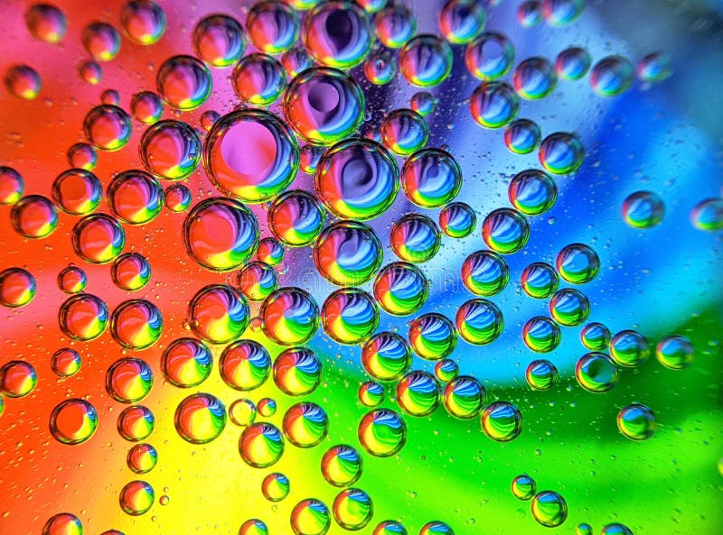 Colorful Bubbles Abstract Background, Oil Bubbles in Transparent Liquid ...
