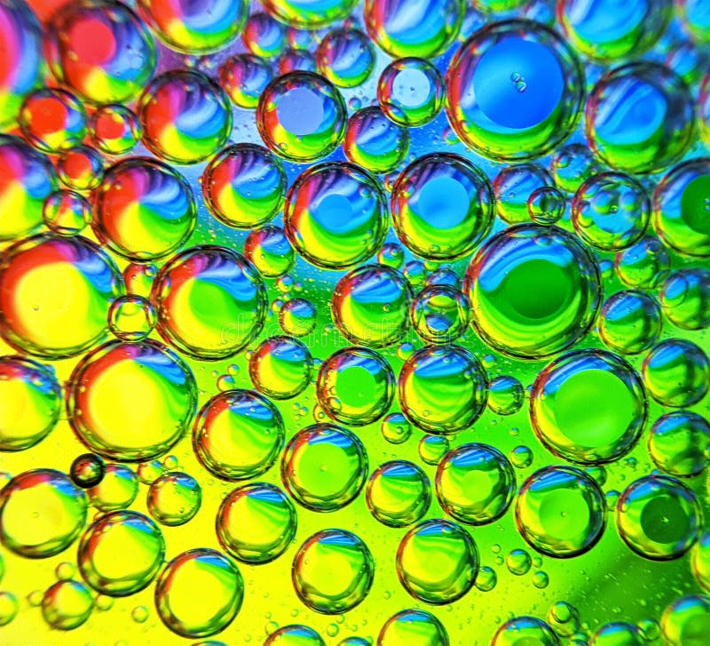 Colorful Bubbles Abstract Background, Oil Bubbles in Transparent Liquid ...