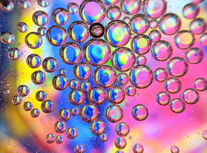 Colorful Bubbles Abstract Background, Oil Bubbles in Transparent Liquid ...