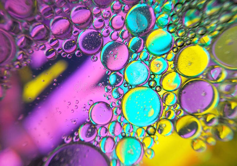 Colorful Bubbles Abstract Background, Oil Bubbles in Transparent Liquid ...