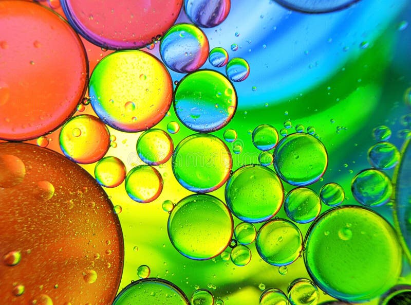 Colorful Bubbles Abstract Background, Oil Bubbles in Transparent Liquid ...