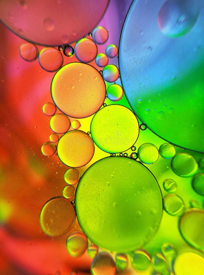 Colorful Bubbles Abstract Background, Oil Bubbles in Transparent Liquid ...