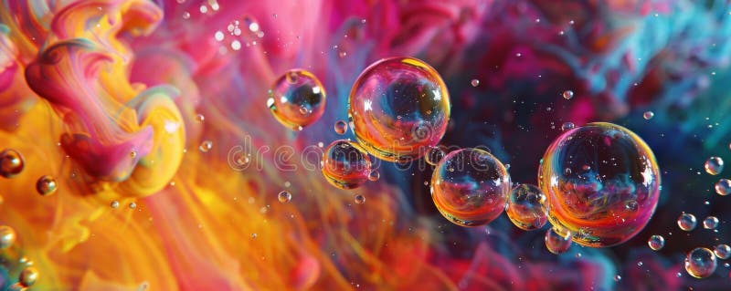 Colorful Bubbles in Abstract Swirling Vibrant Liquid Stock Photo ...