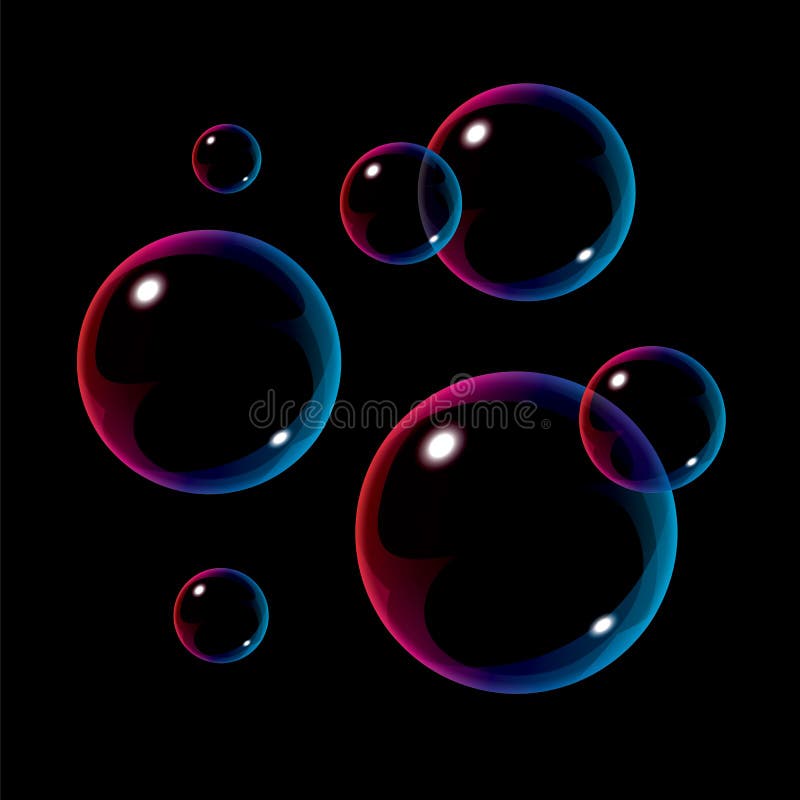 Colorful Bubbles on Black Background Stock Vector - Illustration of ...