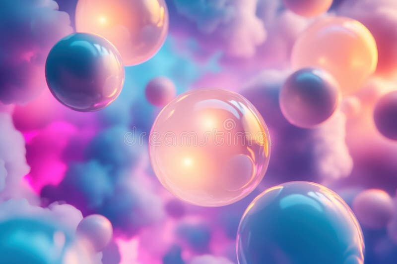Colorful Bubbles Float through a Dreamy, Pastel Atmosphere in Vibrant ...