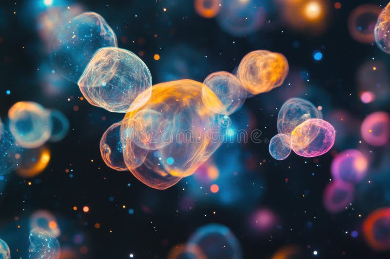Colorful Bubbles Floating in a Dark Space, Creating a Mesmerizing ...