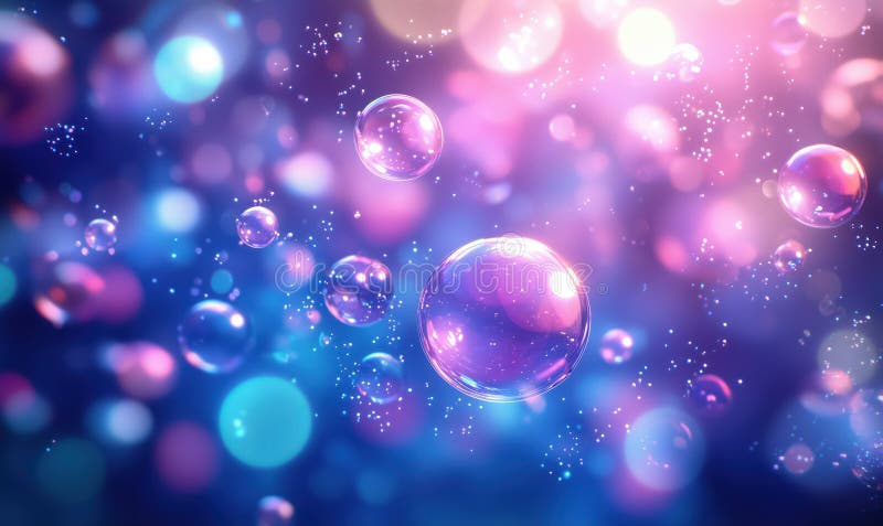 Colorful Bubbles Floating in a Dreamy Background with Soft Lights and ...