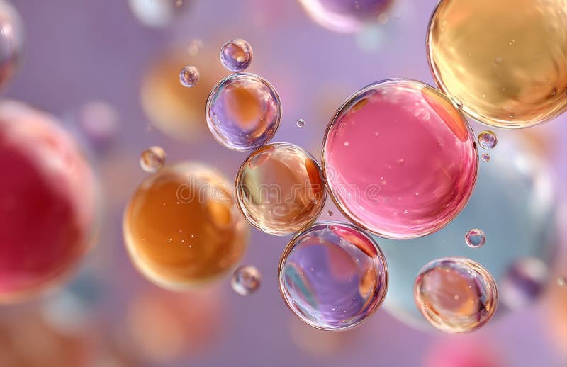Colorful Bubbles Floating and Reflecting Light Creating Abstract ...