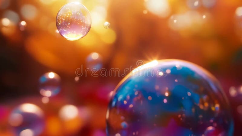 Mesmerizing Floating Bubbles in a Colorful Abstract Background Stock ...
