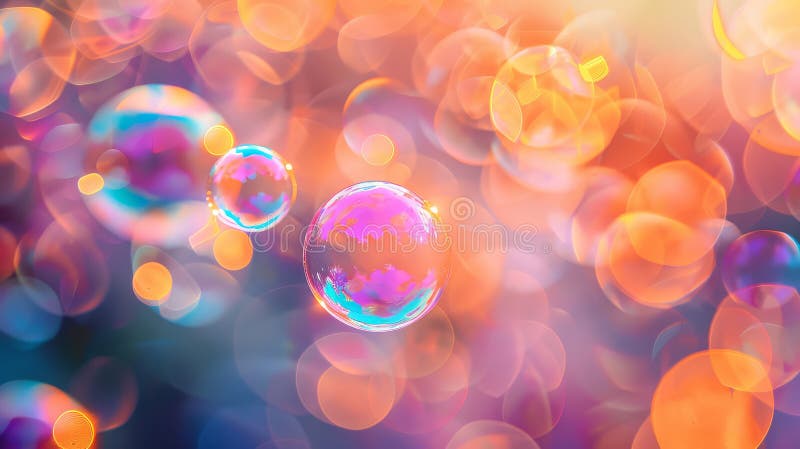Colorful Bubbles and Glowing Lights Create Background Stock ...