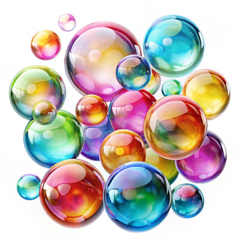 Colorful Bubbles Isolated on White Background Stock Illustration ...