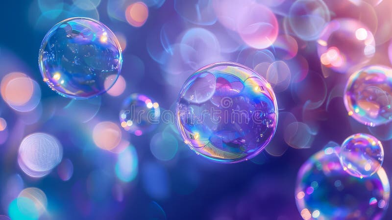 Colorful Bubbles Produce a Dreamy Glow in Night Sky Stock Illustration ...