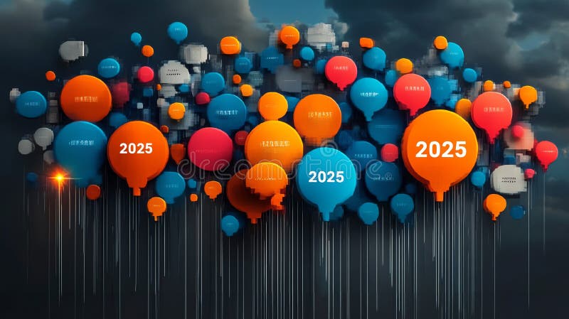 Colorful Bubbles Representing Future Dates and Ideas Against a Dark ...