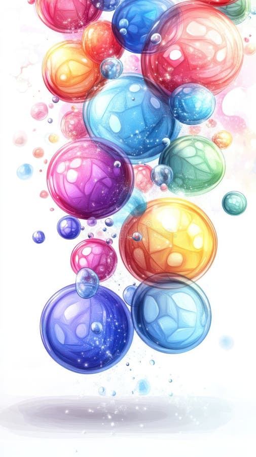 Colorful Bubbles in Various Sizes and Hues, Creating a Vibrant and ...