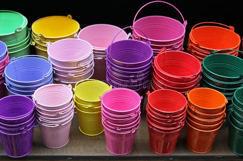 Colorful Buckets stock image. Image of container, colorful - 15278177
