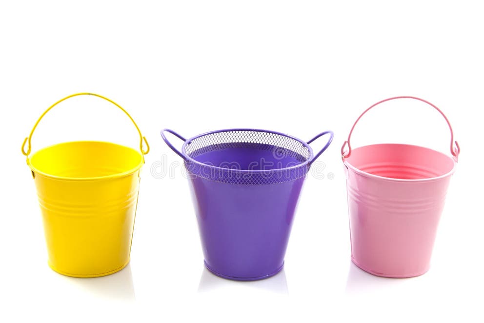Colorful buckets stock image. Image of yellow, color - 19843999