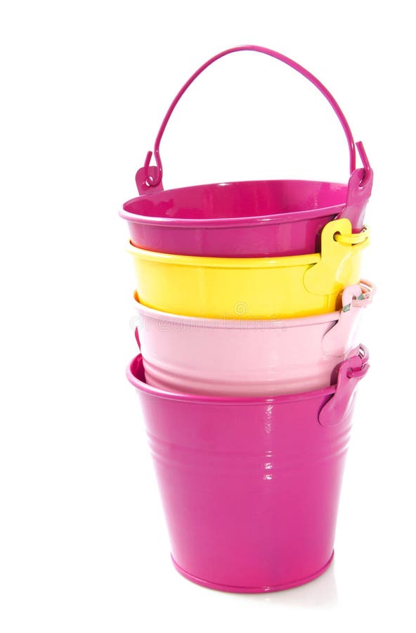 Colorful buckets stock image. Image of yellow, color - 19843999