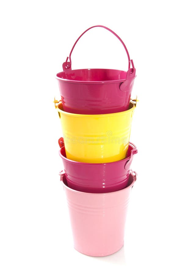 Colorful buckets stock image. Image of yellow, color - 19843999