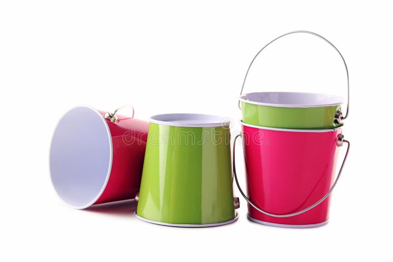 Colorful buckets stock image. Image of yellow, color - 19843999