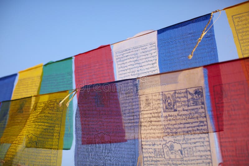 Colorful Buddhist Prayer Flags Stock Photo - Image of himalayas ...